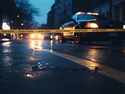 Premium Ai Image Crime Scene Tape With Police Car In The Background