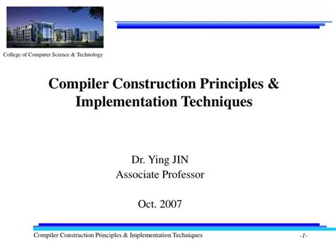 Ppt Compiler Construction Principles And Implementation Techniques