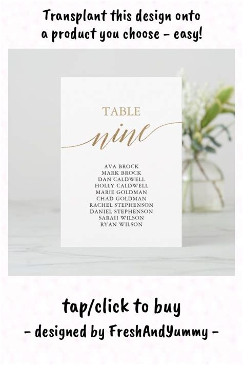 Elegant Gold Table Number 9 Seating Chart Zazzle Gold Table Numbers