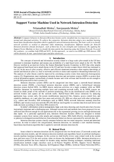 Pdf Support Vector Machine Used In Network Intrusion Detection