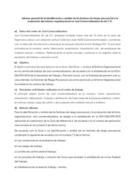 Datos Del Centro De Jool Comercializadora Pdf