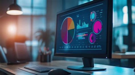 Computer Screen With Data Visualization Premium Ai Generated Image