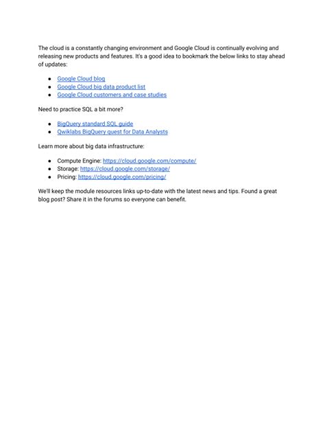 Google Cloud Resources Big Data SQL Guide