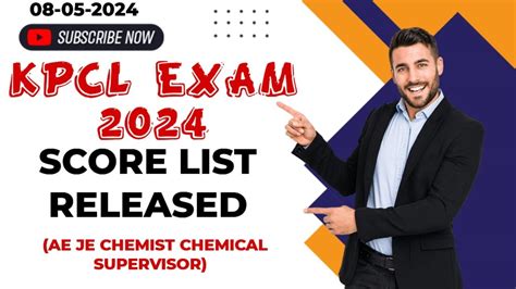 Kpcl Exam 2024 Score List Ae Je Chemist Chemical Supervisors Youtube