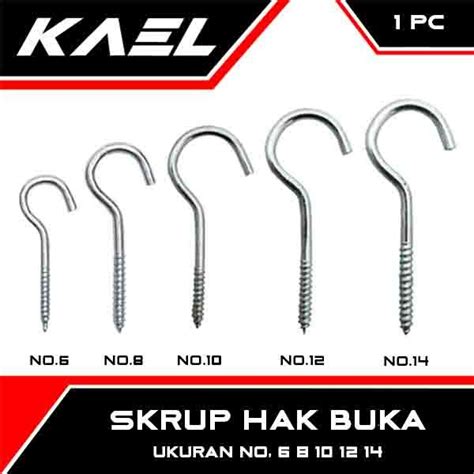Jual Skrup Hak Terbuka Ukuran No 8 10 12 14 Cantolan Kaitan Kait Buka