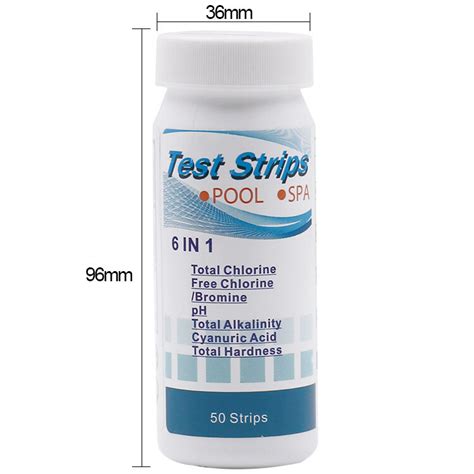 수영장 Ph 테스트 스트립 잔류 염소 Ph 값 알칼리성 경도 테스트 스트립 Ph 테스터 종이 6 In 1 50 개
