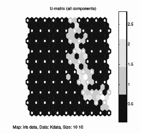 u matrix showing cluster boundaries of iris data set download