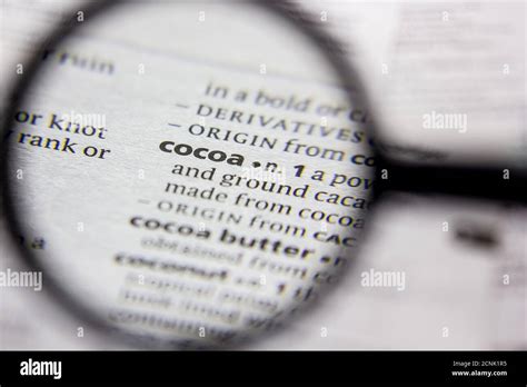 Word Or Phrase Cocoa In A Dictionary Stock Photo Alamy