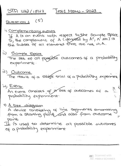 STA 1142 Test 1 Memo MEMORANDUM STA Test1 MEMO 2023 QUESTION 1 5
