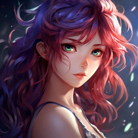 Premium Ai Image Anime Girl Face Pink Hair Wallpaper Flat Style