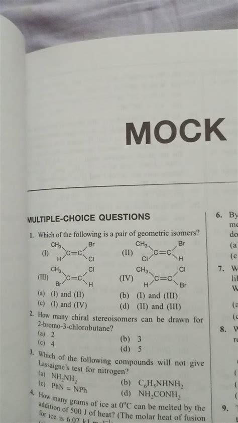 How Many Chiral Stereoisomers Can Be Drawn For 2 Bromo 3 Chlorobutane
