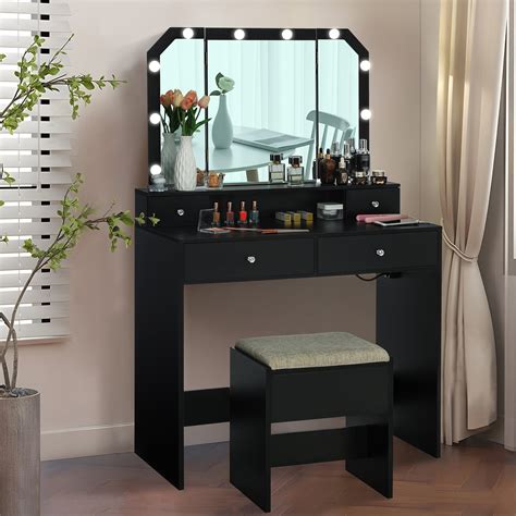 Black Dressing Table With Mirror