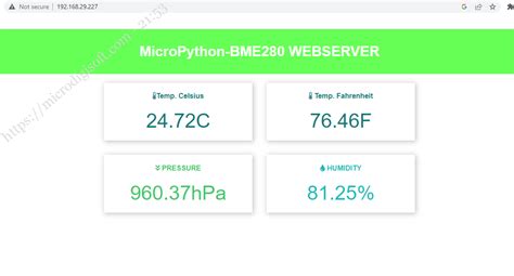 Micropython Bme280 Webserver With Esp32esp8266 Weather Station