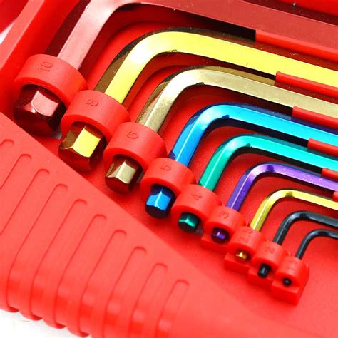 9pc Extra Long Ball End Plastic Box Colorful Hex Key Set Foxwoll