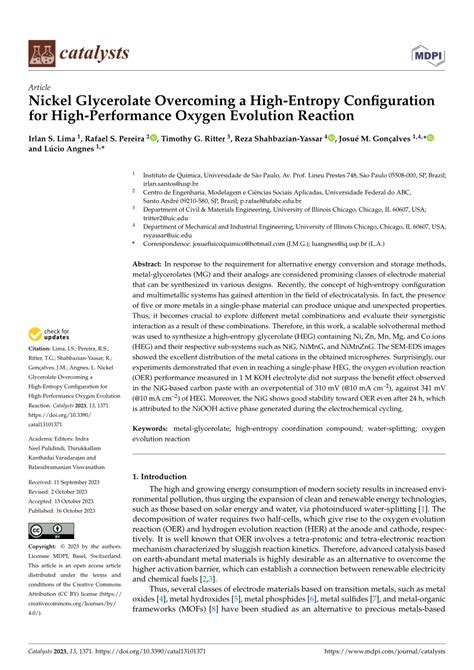 Pdf Nickel Glycerolate Overcoming A High Entropy Configuration For