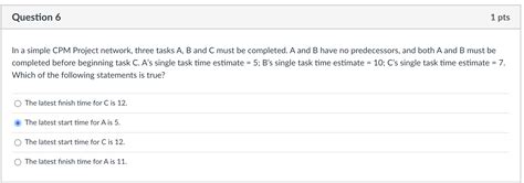 Solved In A Simple CPM Project Network Three Tasks A B And Chegg