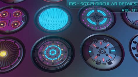 20 Sci Fi Circular Emission Decal Pack With Bounce Light Decal