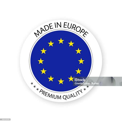 현대 벡터에서 유럽에 고립 된 흰색 배경 유럽 색상 프리미엄 품질 스탬프 디자인 Eu의 국기와 함께 간단한 스티커 라벨 경제에 대한 스톡 벡터 아트 및 기타 이미지 Istock