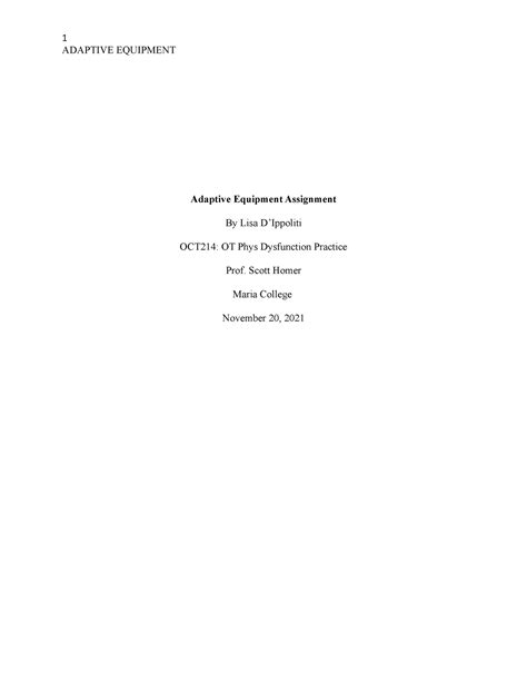 Oct214 Adaptive Equipment Assignment Adaptive Equipment Adaptive Equipment Assignment By