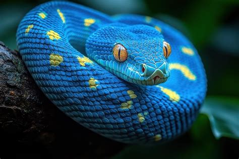 Blue Tree Python Closeup Premium Ai Generated Image