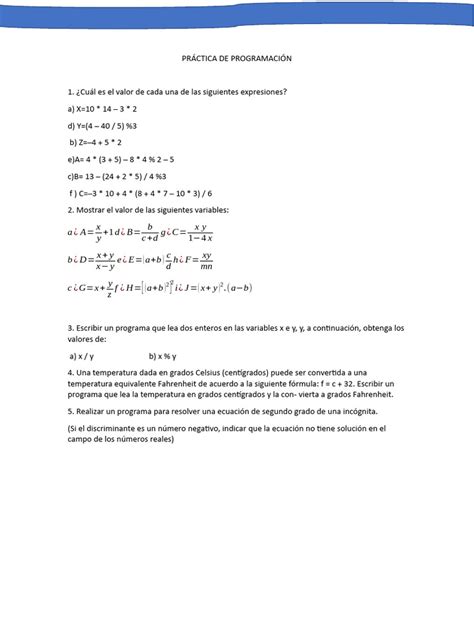 Práctica De Operaciones En Programacion Python Pdf