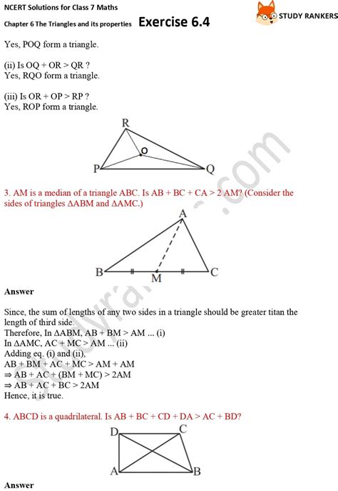 Ncert Solutions For Class 7 Maths Ch 6 The Triangles And Its Properties Exercise 6 4