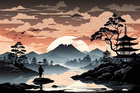 Illustration Of Japanese Landscape Japanese Scenery Wallpaper Japanese