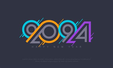 모던하고 깔끔한 숫자로 컬러풀한 숫자 2024 디자인 프리미엄 벡터 디자인 현대적이고 깨끗하며 독특합니다 달력 인사말 및 새해 축하를 위한 디자인 연하장에 대한 스톡 벡터
