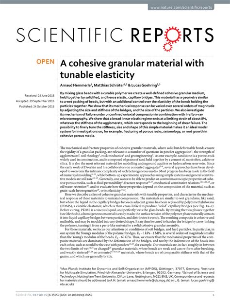 Pdf A Cohesive Granular Material With Tunable Elasticity