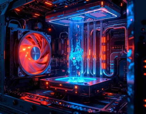 Photorealistic Depiction Of A Cooling System In A Crypto Mining Rig Featuring Intricate Tubes