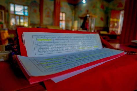 Pokhara Nepal October 06 2017 Indoor View Of Some Prayer Papers