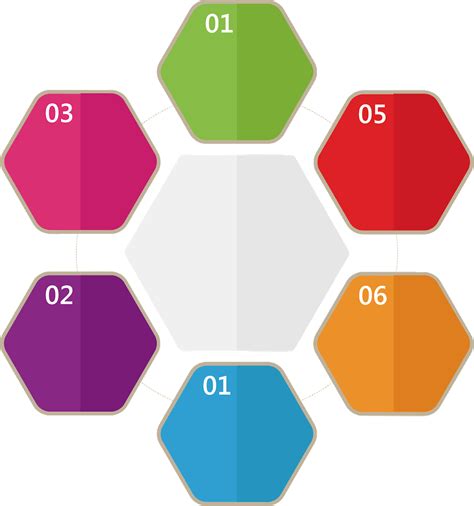 Colorful Hexagon Numbers For Educational Design