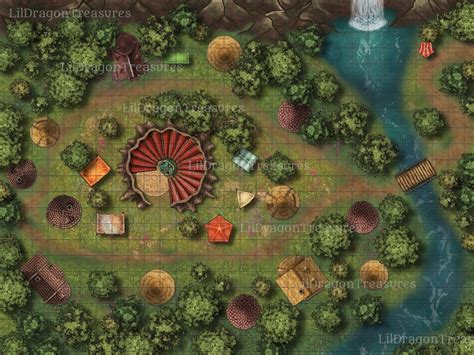 Forest Village Battle Map Dnd Pathfinder Ttrpg Digital Etsy