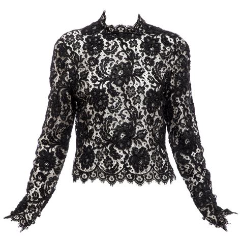 Bill Blass Black Lace Top Circa 1970s For Sale At 1stdibs
