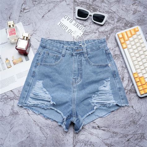 Mua Quần Short Nữ Chất Jean ống Rách Quần Sooc Bò Nữ Rách ống Vải Bò