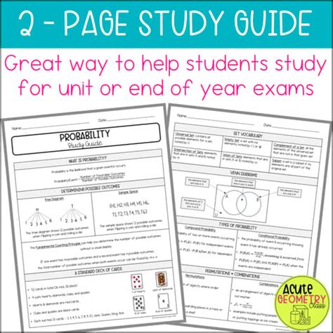 Probability Cheat Sheet Geometry Study Guide Probability Sets Permutations