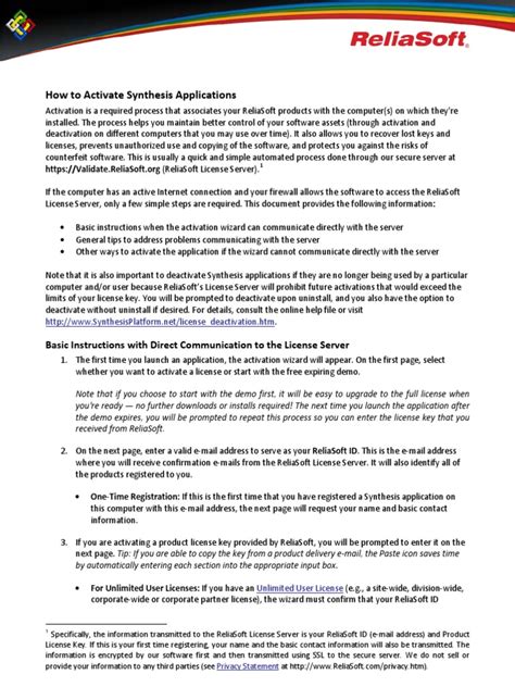 Synthesis Activation Instructions Pdf Firewall Computing Proxy Server