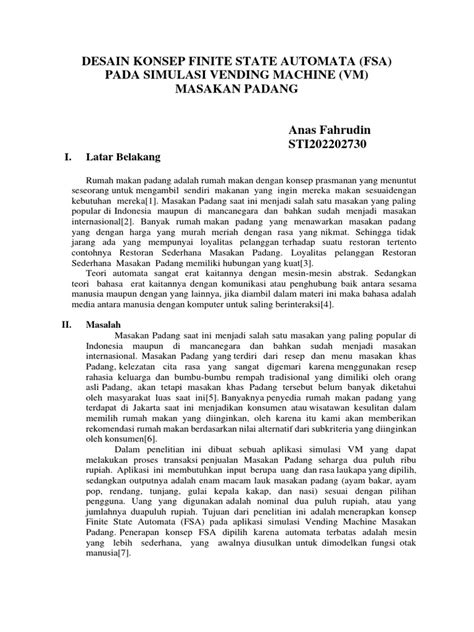 Desain Konsep Finite State Automata Anas Fahrudin Sti202202730 Pdf