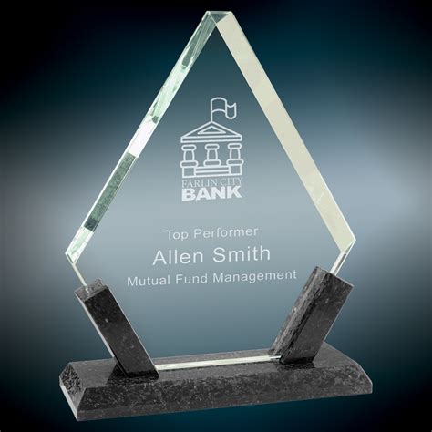 Diamond Glass Award With Black Marble Base Jds House Of Trophies