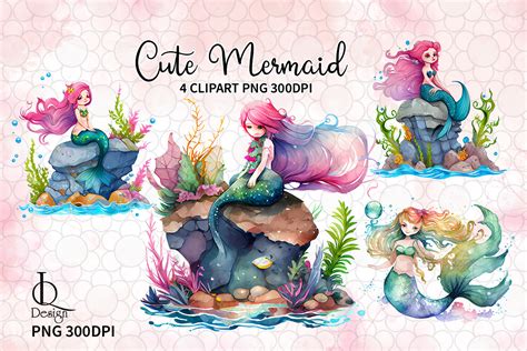 Cute Mermaid Watercolor Clipart Graphic By Lq Design · Creative Fabrica