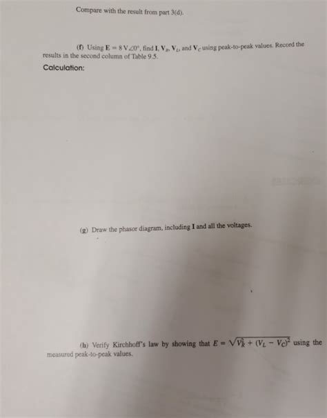 Solved Part 3 Series R L C Circuit A Construct The Network