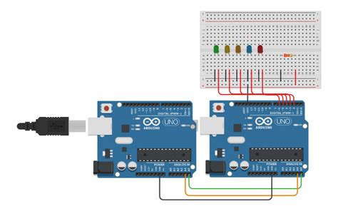 Circuit Design Comunicación Entre Arduinos Tinkercad