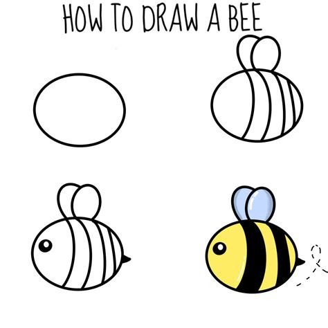 How To Draw A Simple Bee For Beginners In 2024 Bee Drawing Cute
