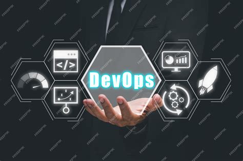 Premium Photo Devops Concept Person Hand Holding Devops Icon On Vr Screen Methodology