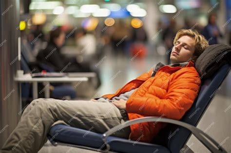 Premium Ai Image Passenger Napping In Airport Terminal