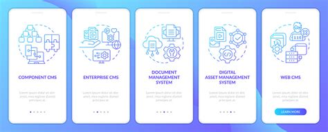 Cms Types Blue Gradient Onboarding Mobile App Screen Stock Illustration Download Image Now