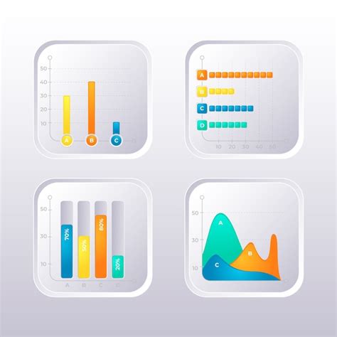Premium Vector Gradient Charts And Graphs Collection Illustration