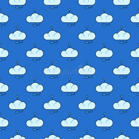 Cloud With Headset Vector Chatbot Colored Seamless Pattern Stock Illustration Illustration Of