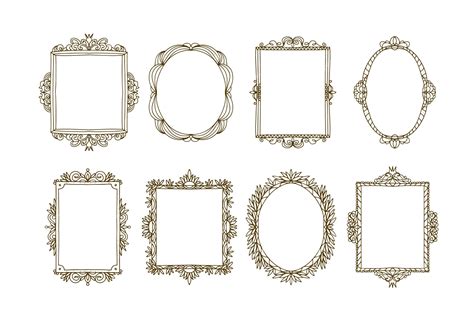 손으로 그린 낙서 프레임 컬렉션 무료 벡터