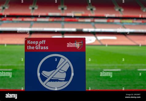 HIGHBURY LONDON ENGLAND Keep Off The Grass Sign At Arsenal Emirates